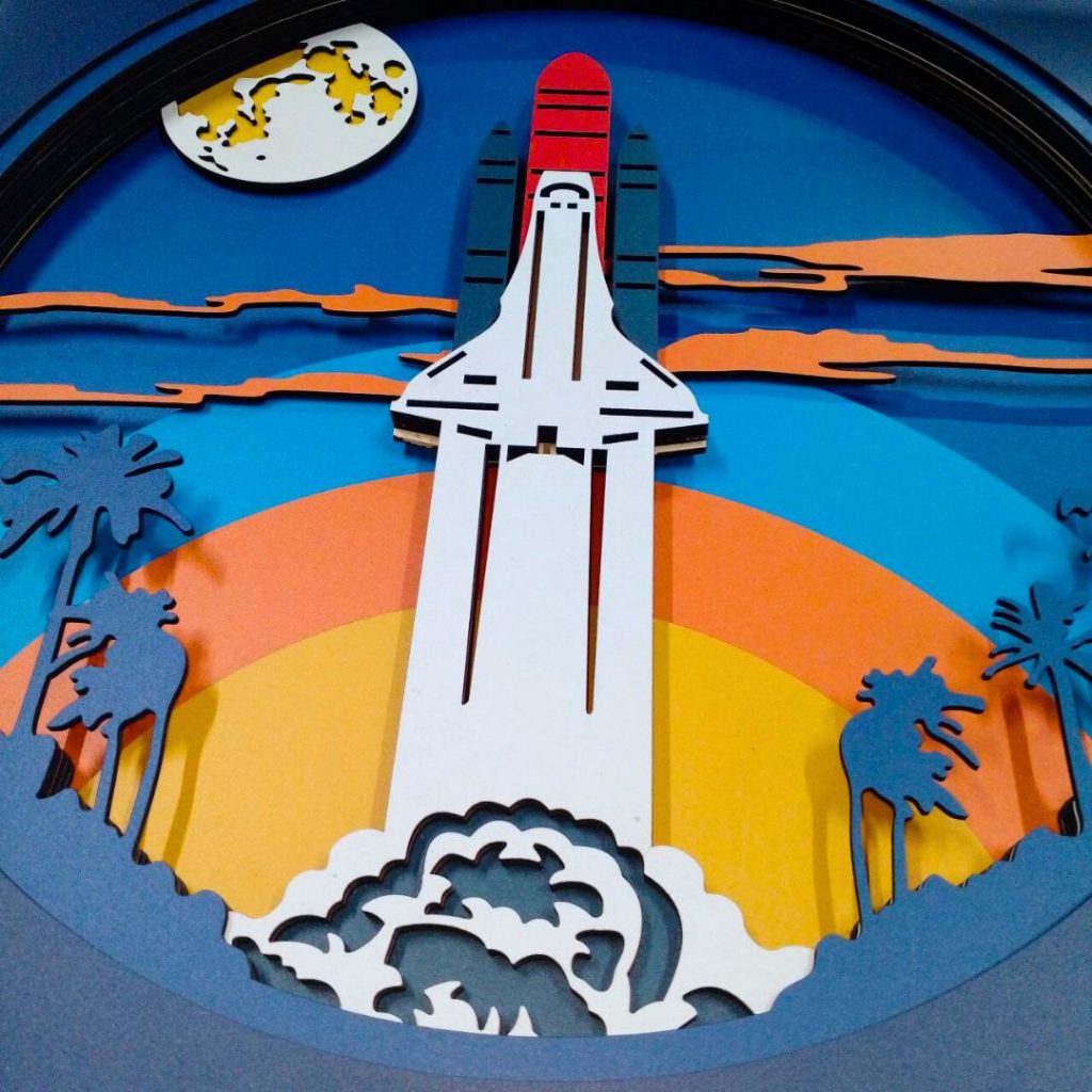 Space-themed 3D Rocket Shadow Box for a unique and immersive decor ...