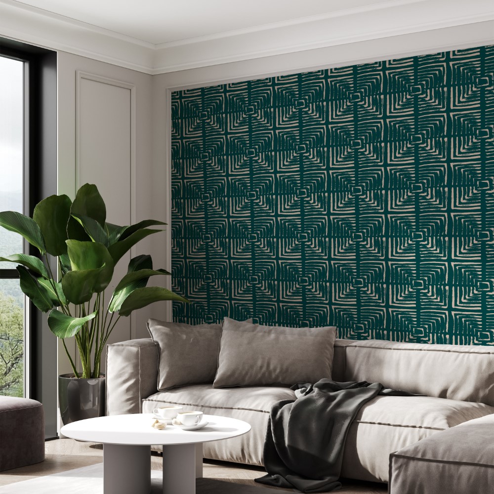 Tealish blue stroky boxes - Wall Murals, Wall Paper Decor, Home Decor ...