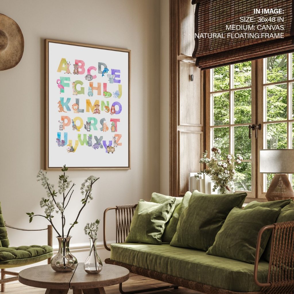 Alphabet Wall Decor, Playroom Decor, ABC framed art, Woodland Animals ...