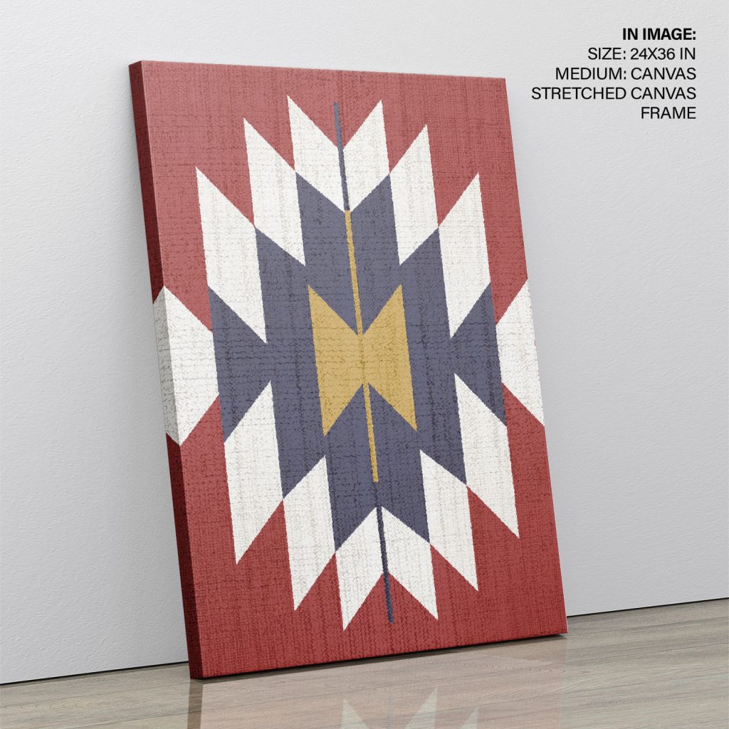 Aztec Print, Western Art Decor, Mexican Rug, Mexico, Tribal, Red Blue ...