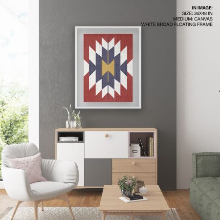 Aztec Print, Western Art Decor, Mexican Rug, Mexico, Tribal, Red Blue ...