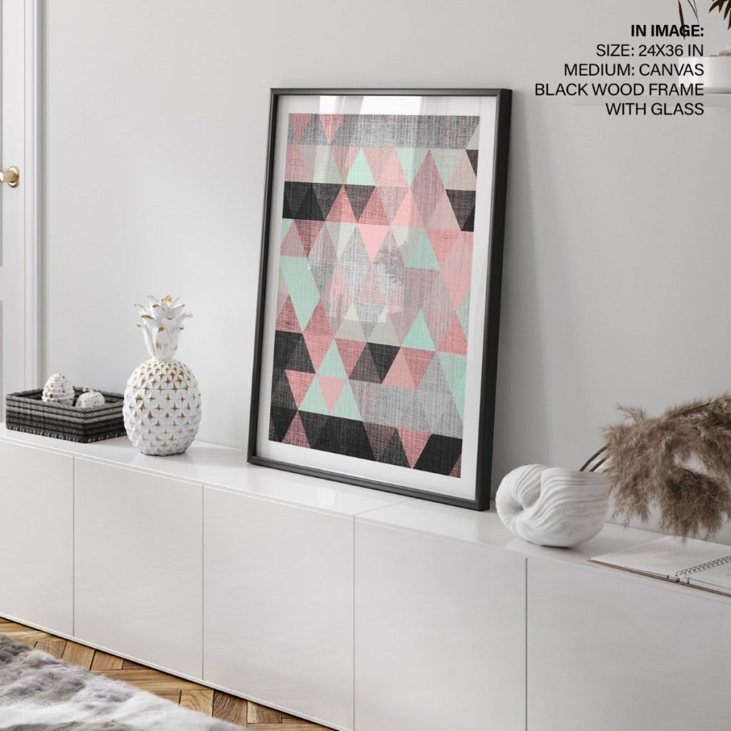 Geometric Print, Scandinavian Wall Art, framed art Poster, Pink Grey ...