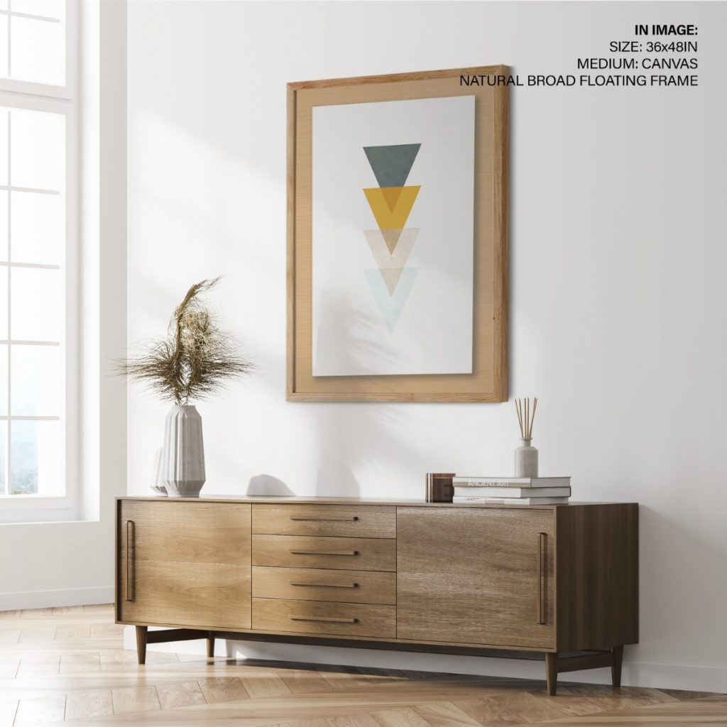 Mustard Yellow Triangle Print, Turquoise Blue, Grey Wall Art, Mustard ...