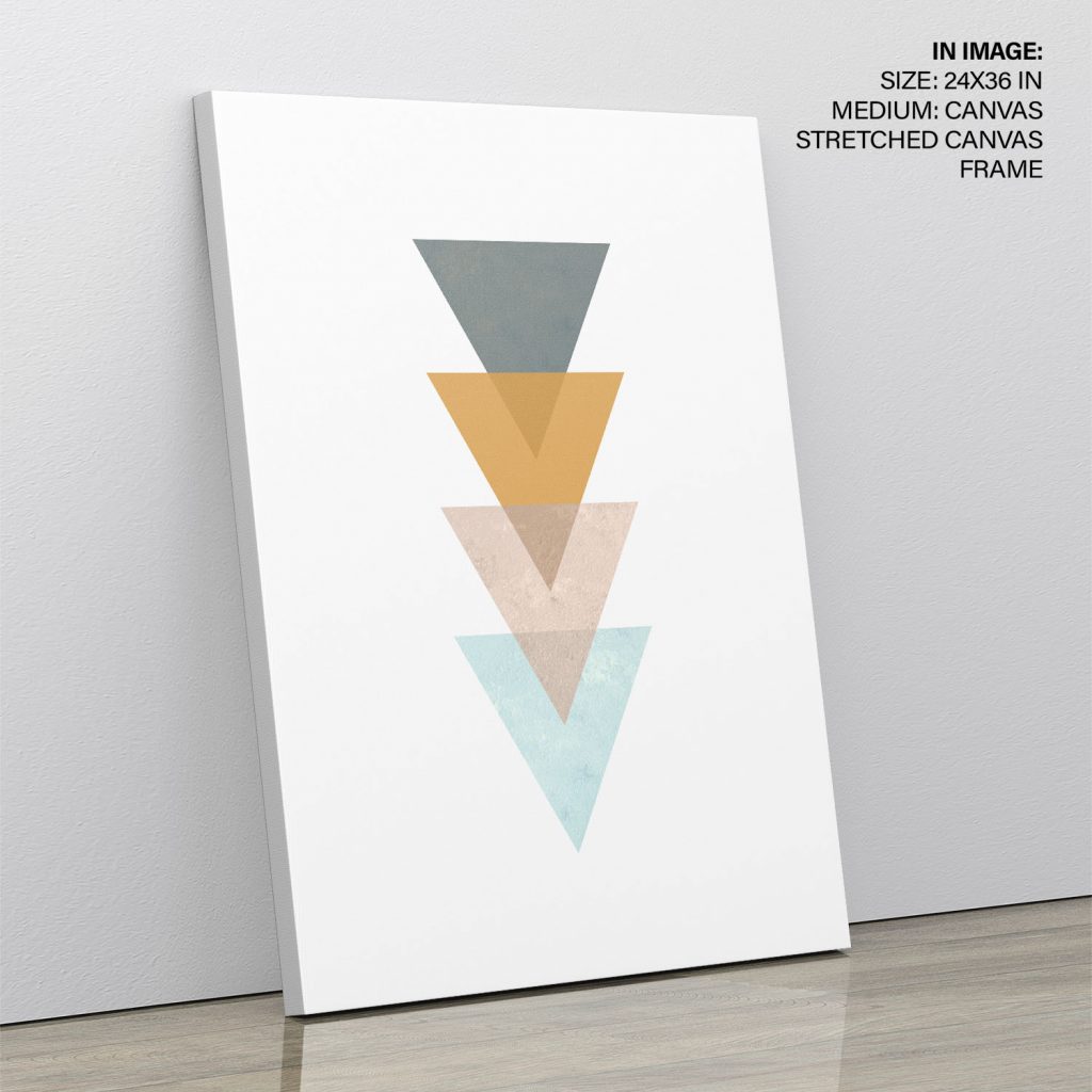 Mustard Yellow Triangle Print, Turquoise Blue, Grey Wall Art, Mustard ...