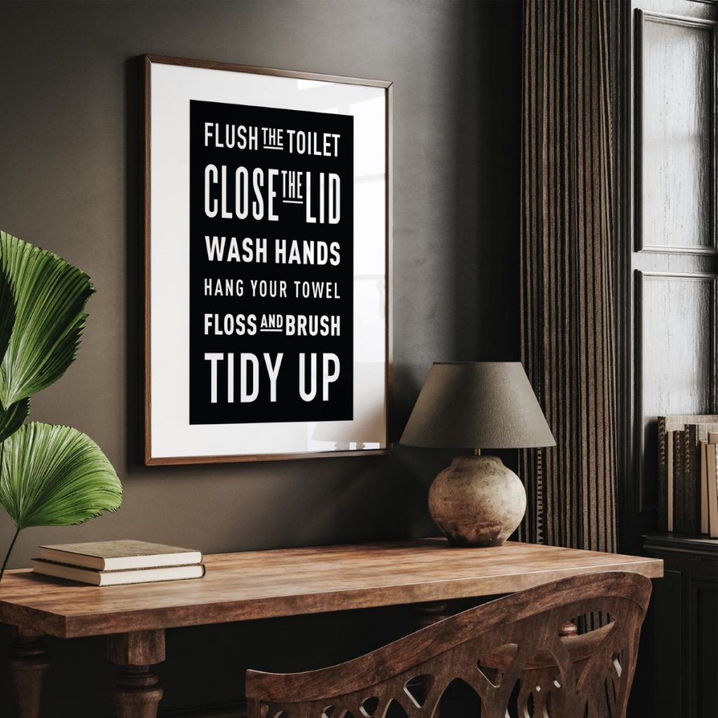 Bathroom rules sign - flush toilet sign, wash your hands sign - Wall ...