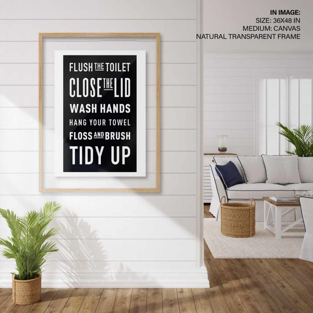 Bathroom rules sign - flush toilet sign, wash your hands sign - Wall ...