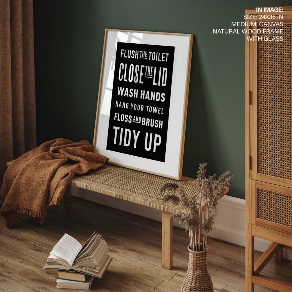 Bathroom rules sign - flush toilet sign, wash your hands sign - Wall ...