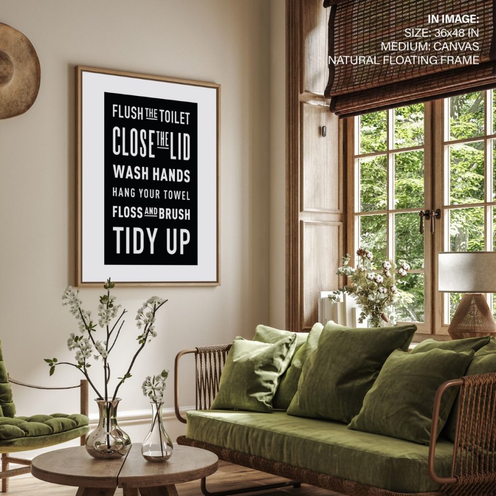 Bathroom rules sign - flush toilet sign, wash your hands sign - Wall ...