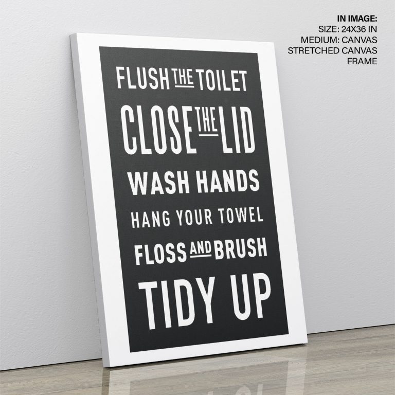 Bathroom rules sign - flush toilet sign, wash your hands sign - Wall ...