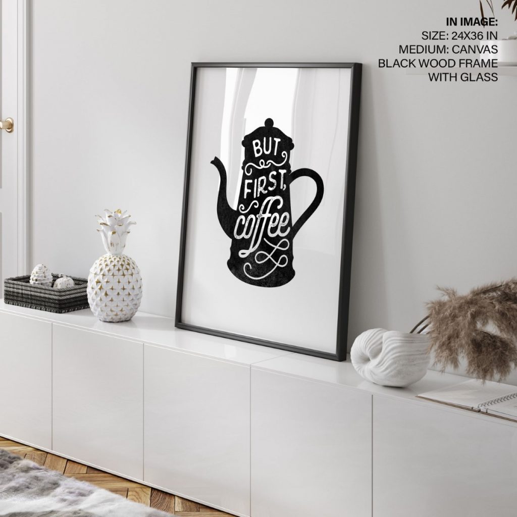 Coffee sign, But first coffee, kitchen art, kitchen decor, office art ...
