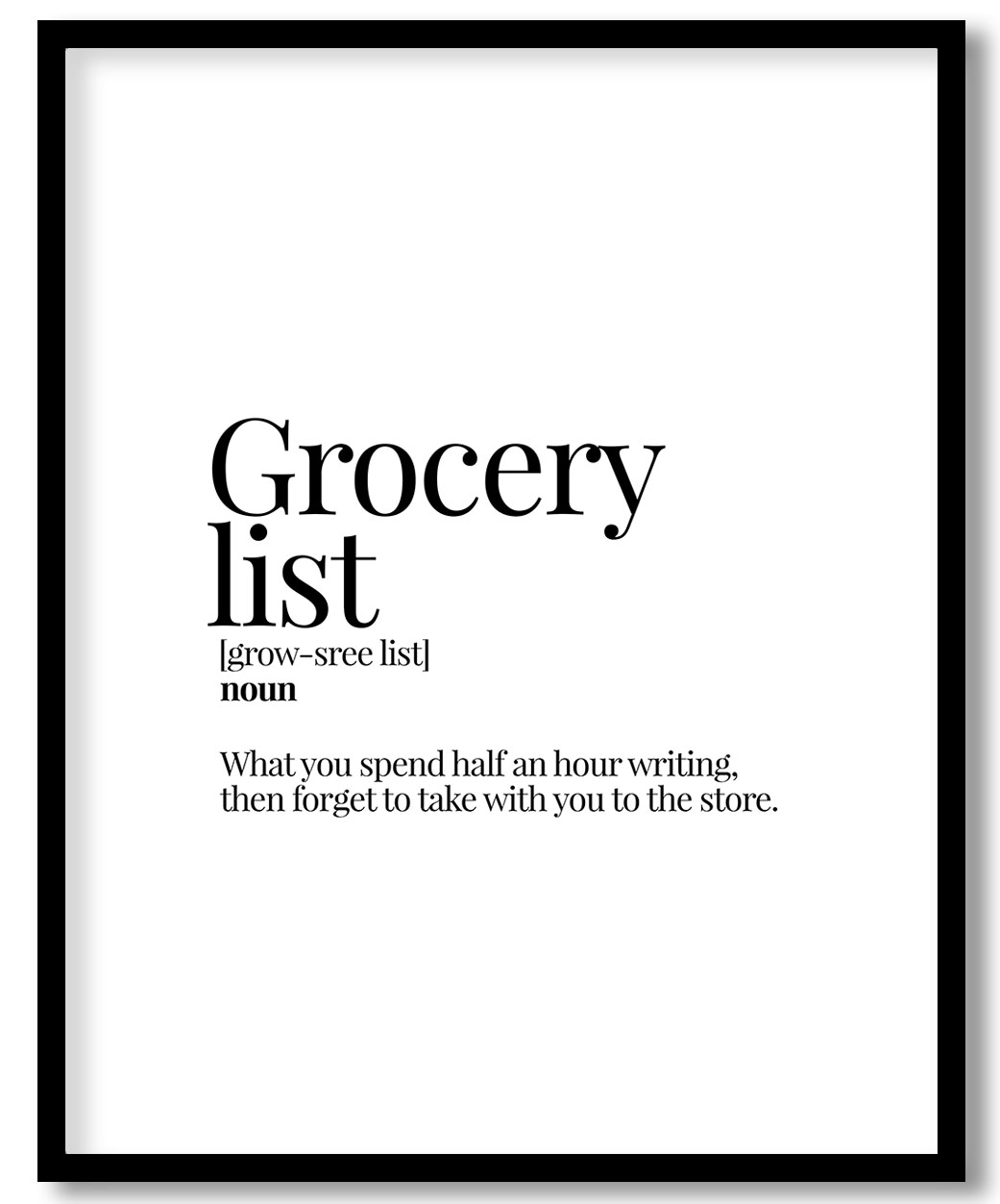 Grocery list - Funny Dictionary Definition - Family series - Wall Decor ...