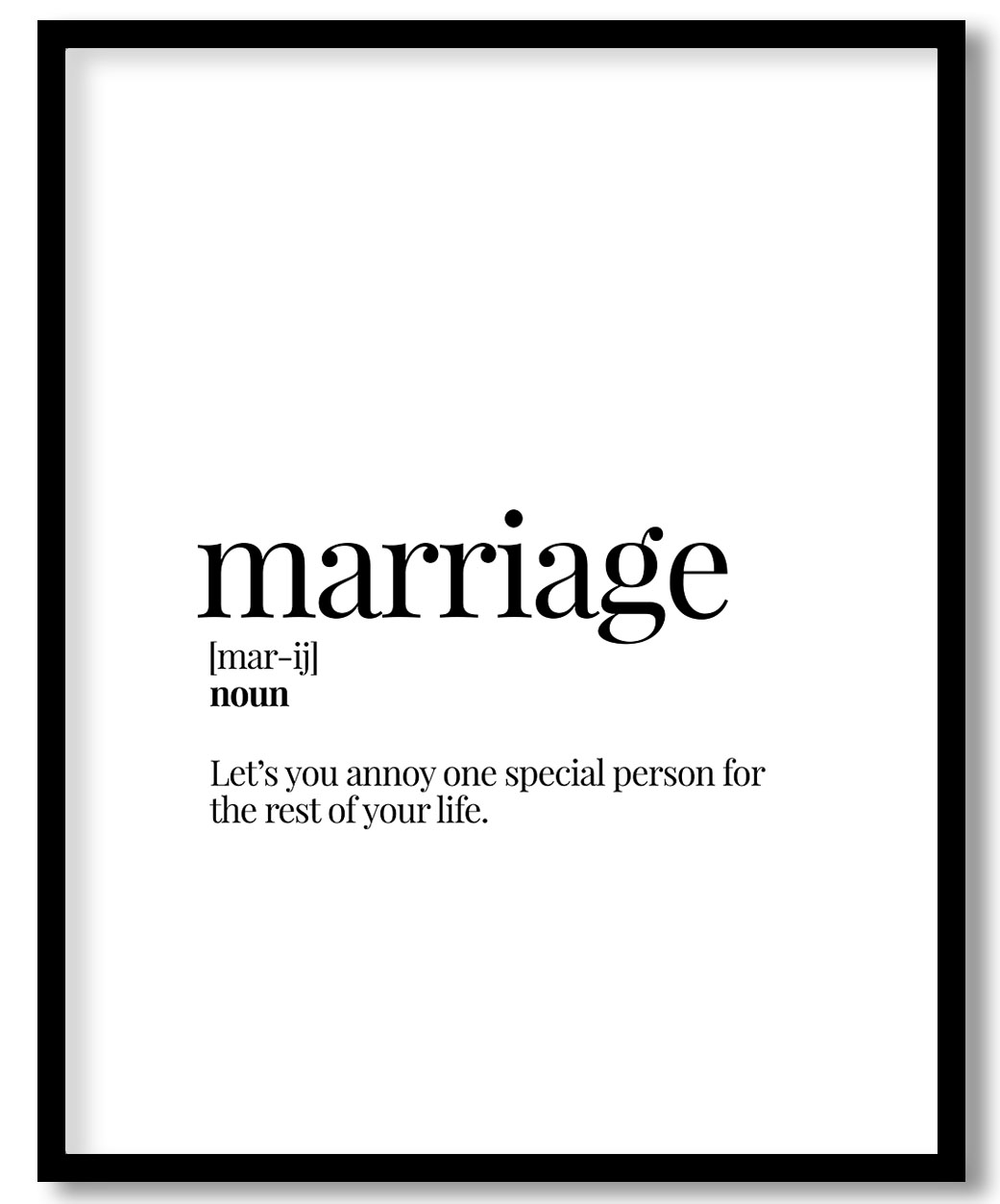 Marriage - Funny Dictionary Definition - Family series - Wall Decor ...