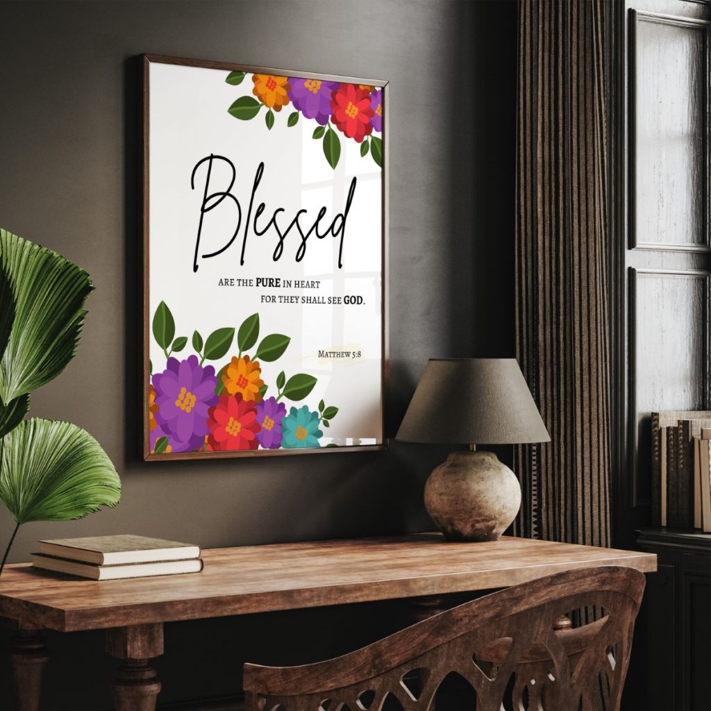 Bible Verse Wall Decor, Matthew 58 Blessed are the pure in heart for ...