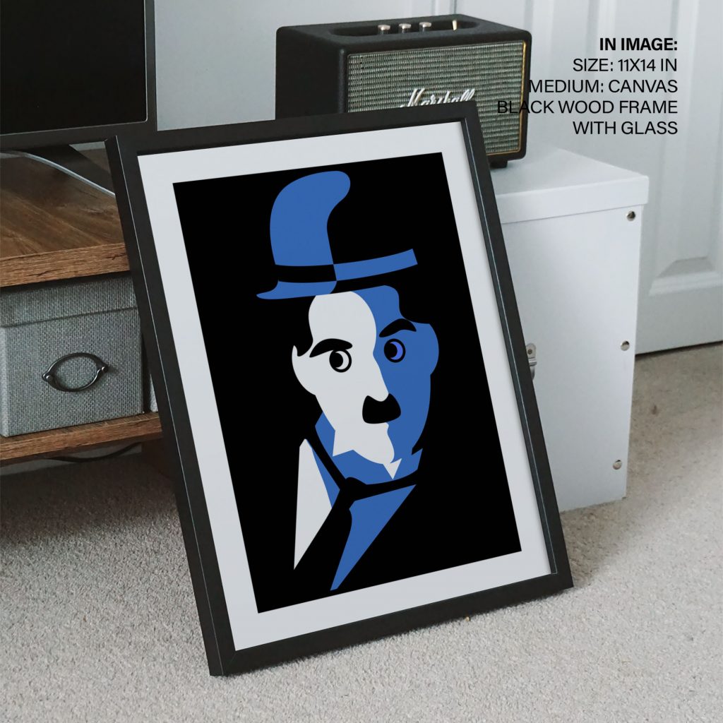 Black blue portrait of Charlie Chaplin - Wall Art - Choose Size ...