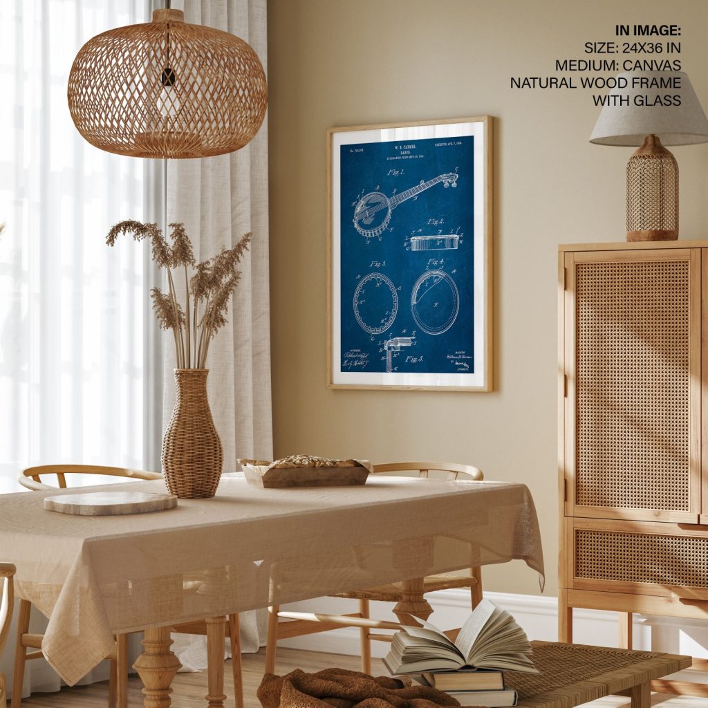 Banjo 1902 blueprint - Wall Art - Choose Size & Frames, Non Toxic Home ...