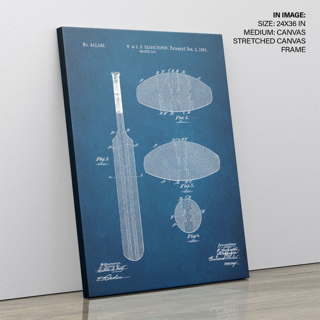 Cricket bat 1890 blueprint - Wall Art Decor, Framed Painting, Home ...