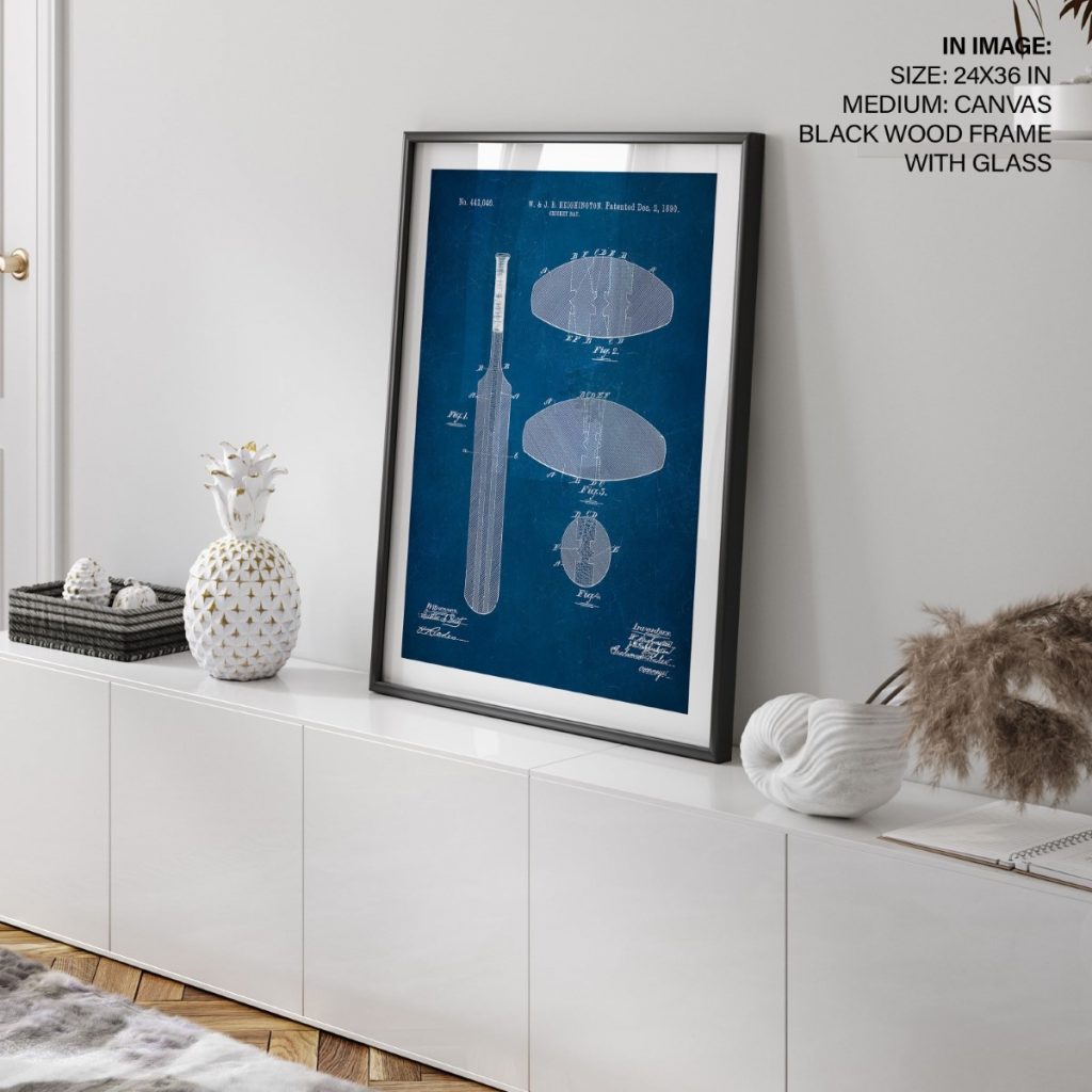 Cricket bat 1890 blueprint - Wall Art Decor, Framed Painting, Home ...
