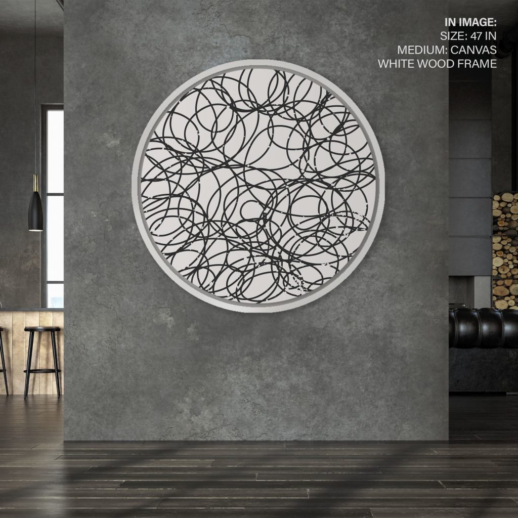 Figurative outlines - Circular Wooden Frame - Wall Art, Hanging Wall ...