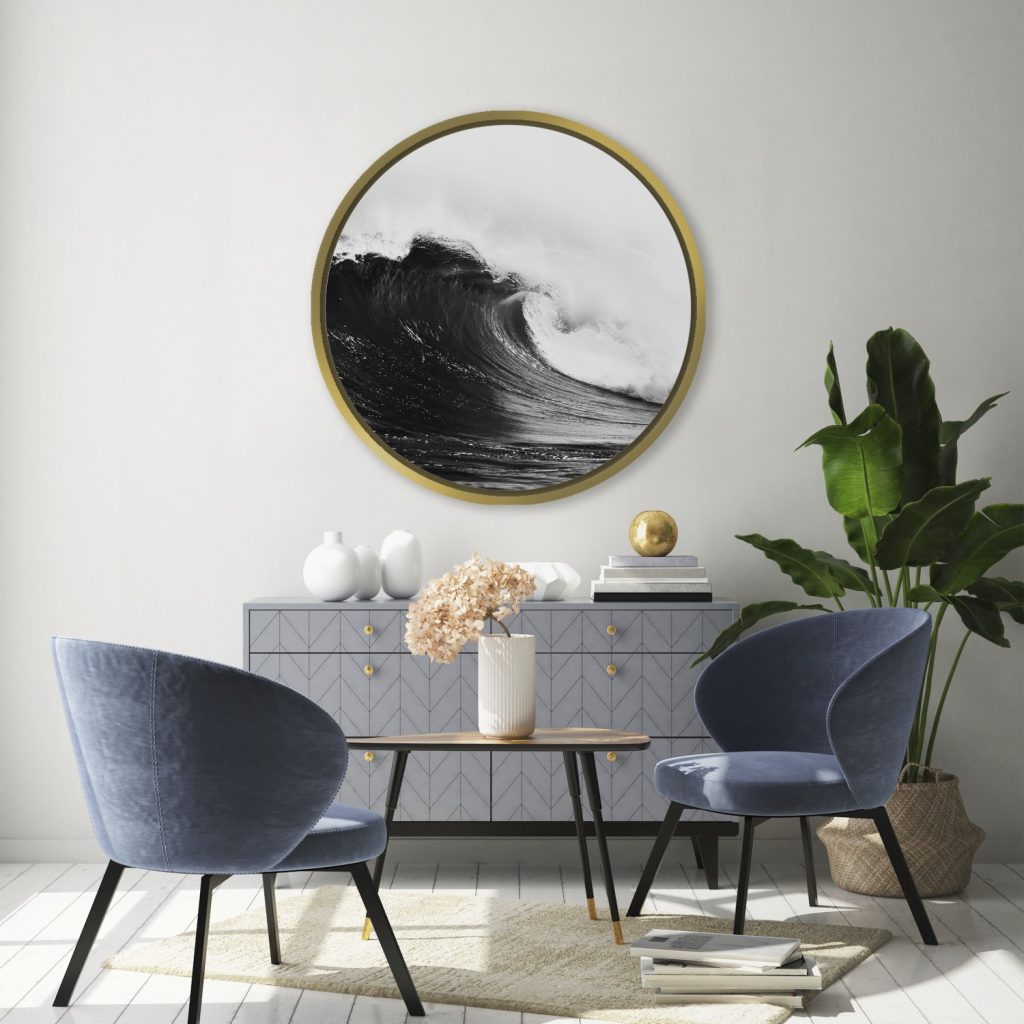 Large ocean waves - Circular Wooden Frames - Wall Art, Hanging Wall ...