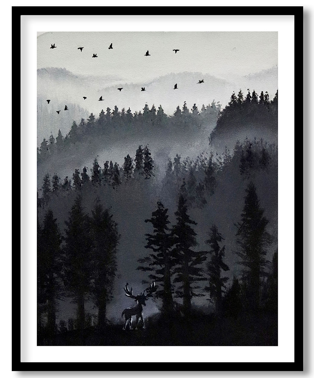Abstract textured black forest landscape - Wall Art Decor, Framed ...