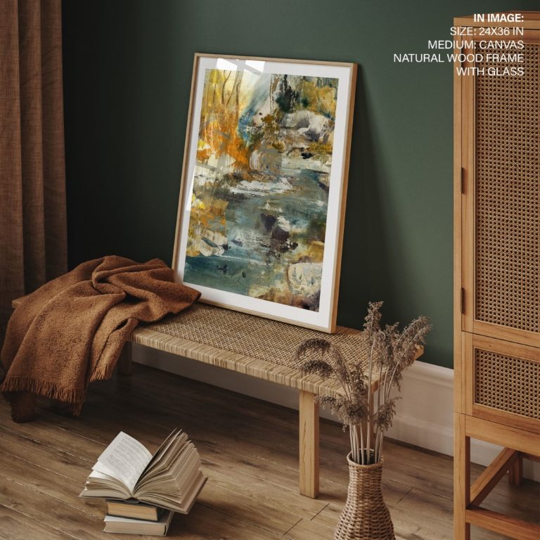 Abstract river landscape painting - Wall Art Decor, Framed Painting ...