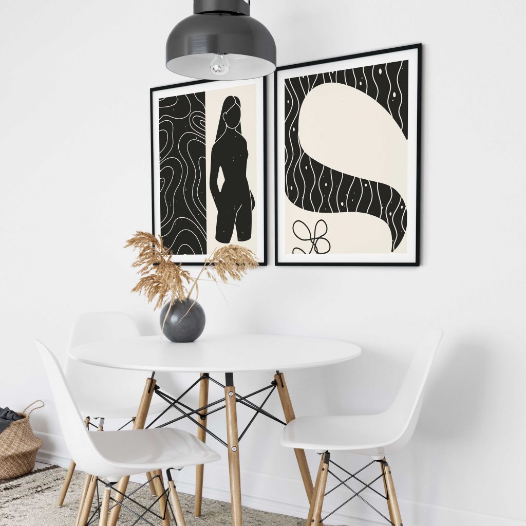 Set of 2 black human figure aesthetic abstract - Wall Art, Hanging Wall ...