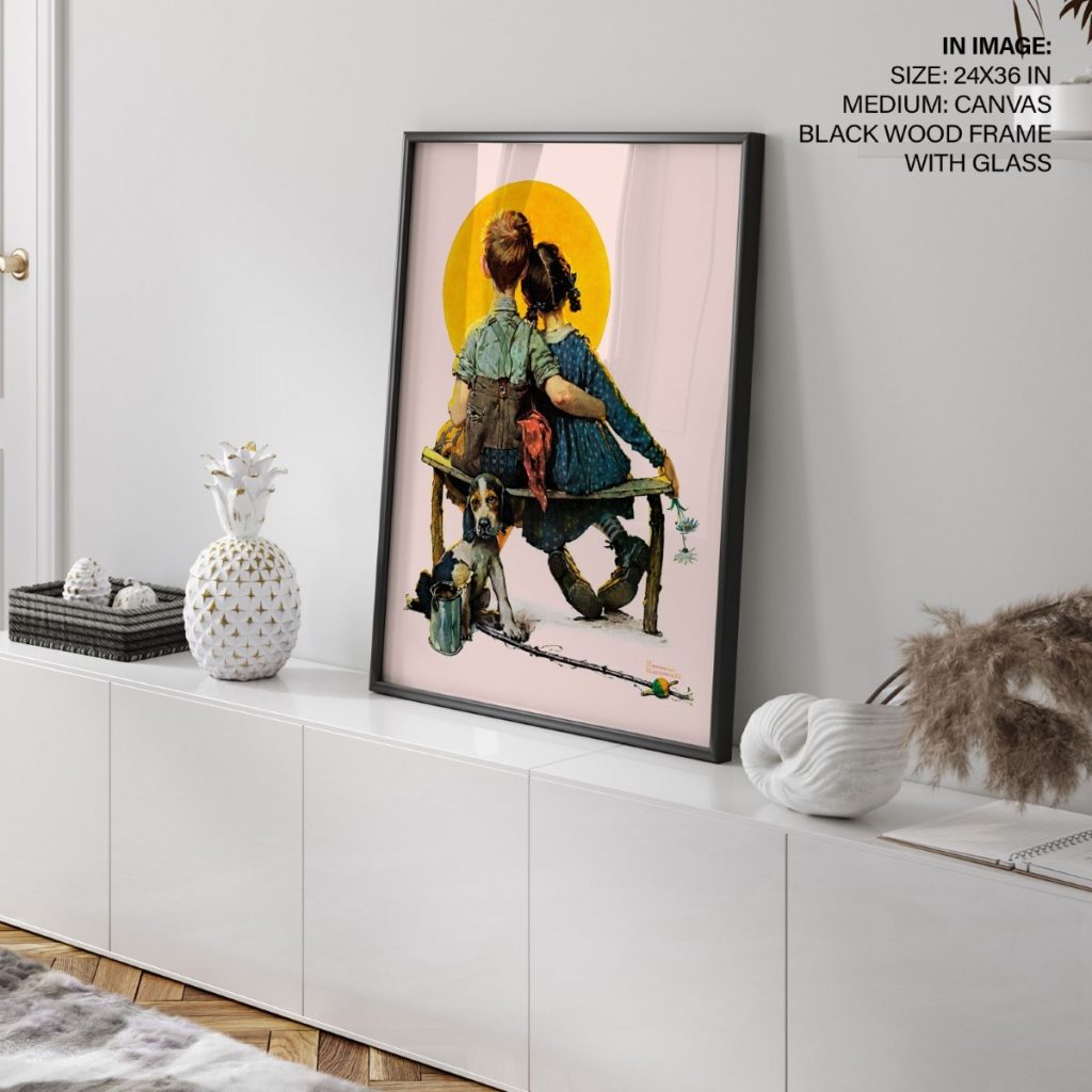 Boy and girl gazing at the moon by Norman Rockwell (1926) - Wall Art Decor, Framed Painting ...