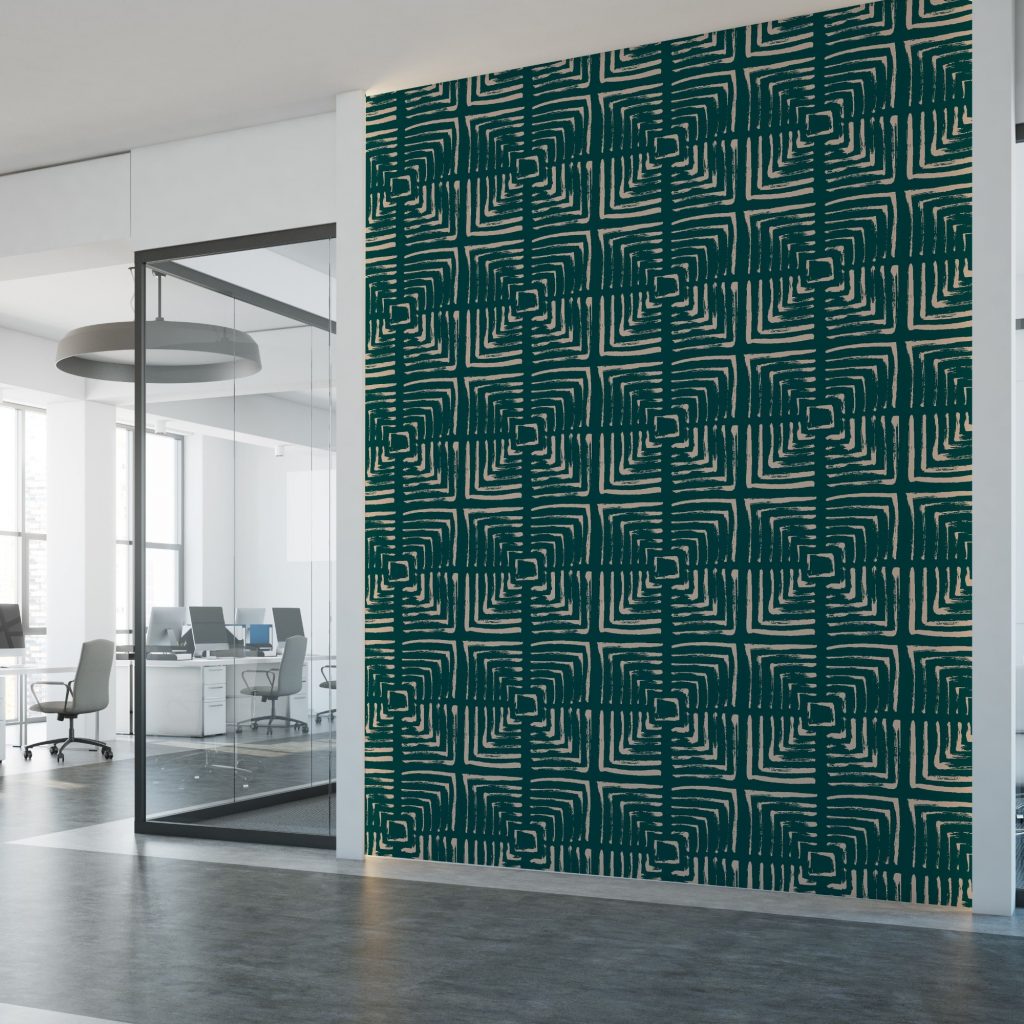 Tealish blue stroky boxes - Non Toxic Wall Paper Decor, Home & Office ...