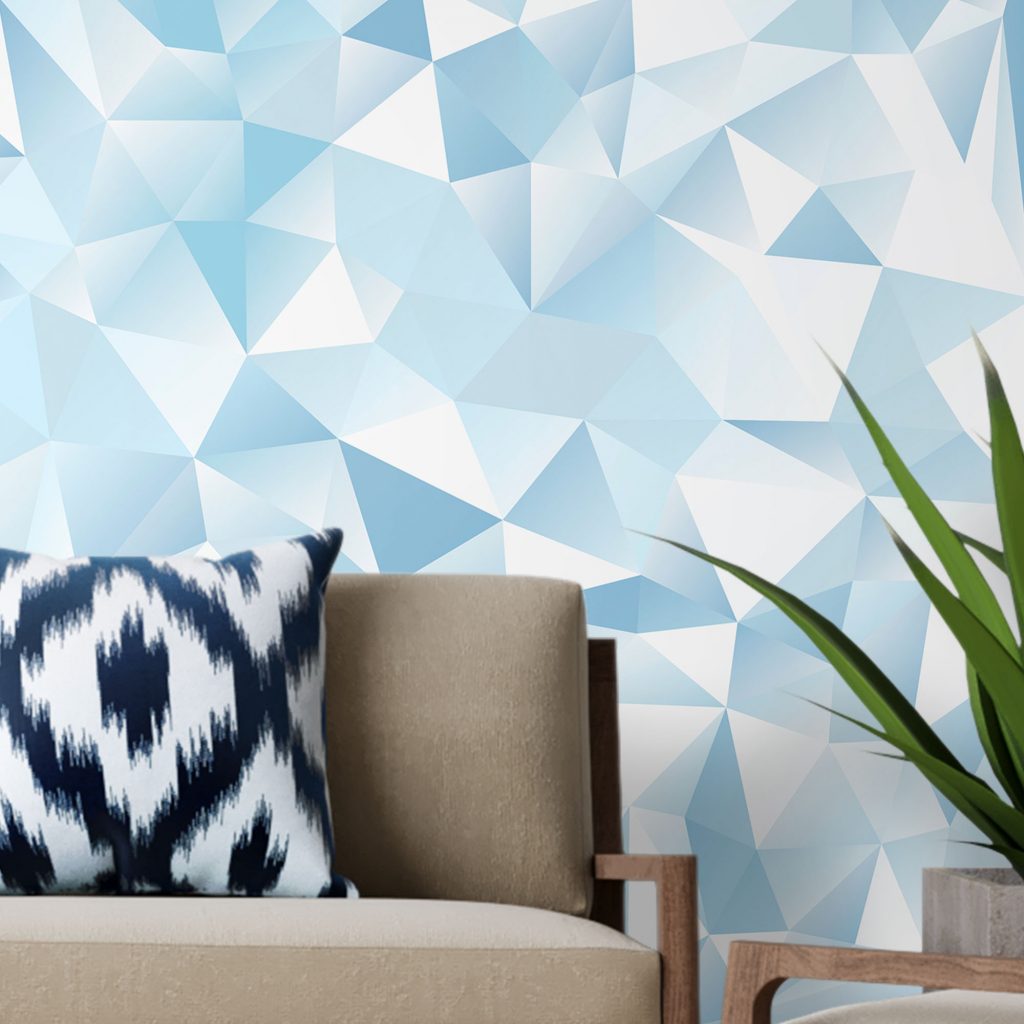 Blue and white 3d design - Mural Wallpaper, PVC Free, Non-Toxic - Non ...