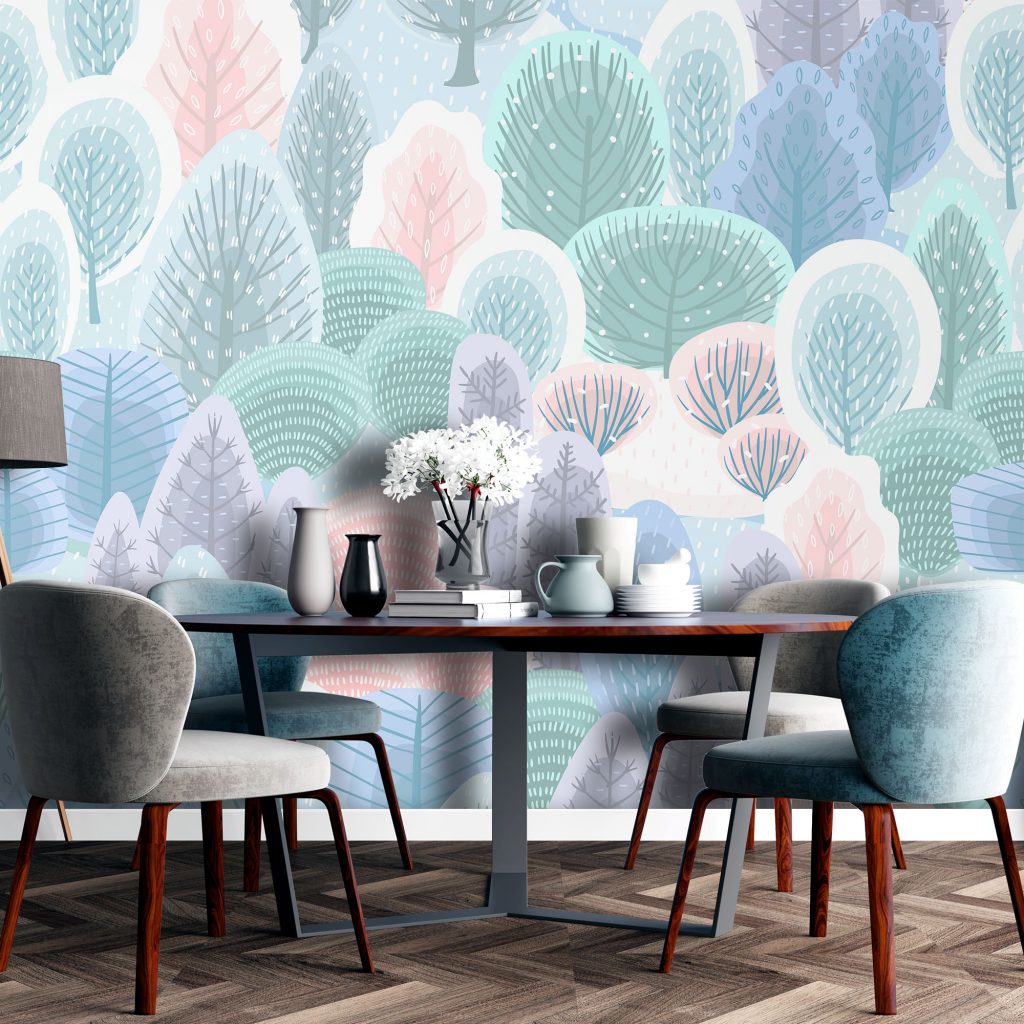 Colorful trees - Mural Wallpaper, PVC Free, Non-Toxic - Non Toxic Wall ...