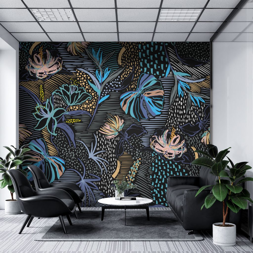 Abstract Botanical - Mural Wallpaper, PVC Free, Non-Toxic - Non Toxic ...