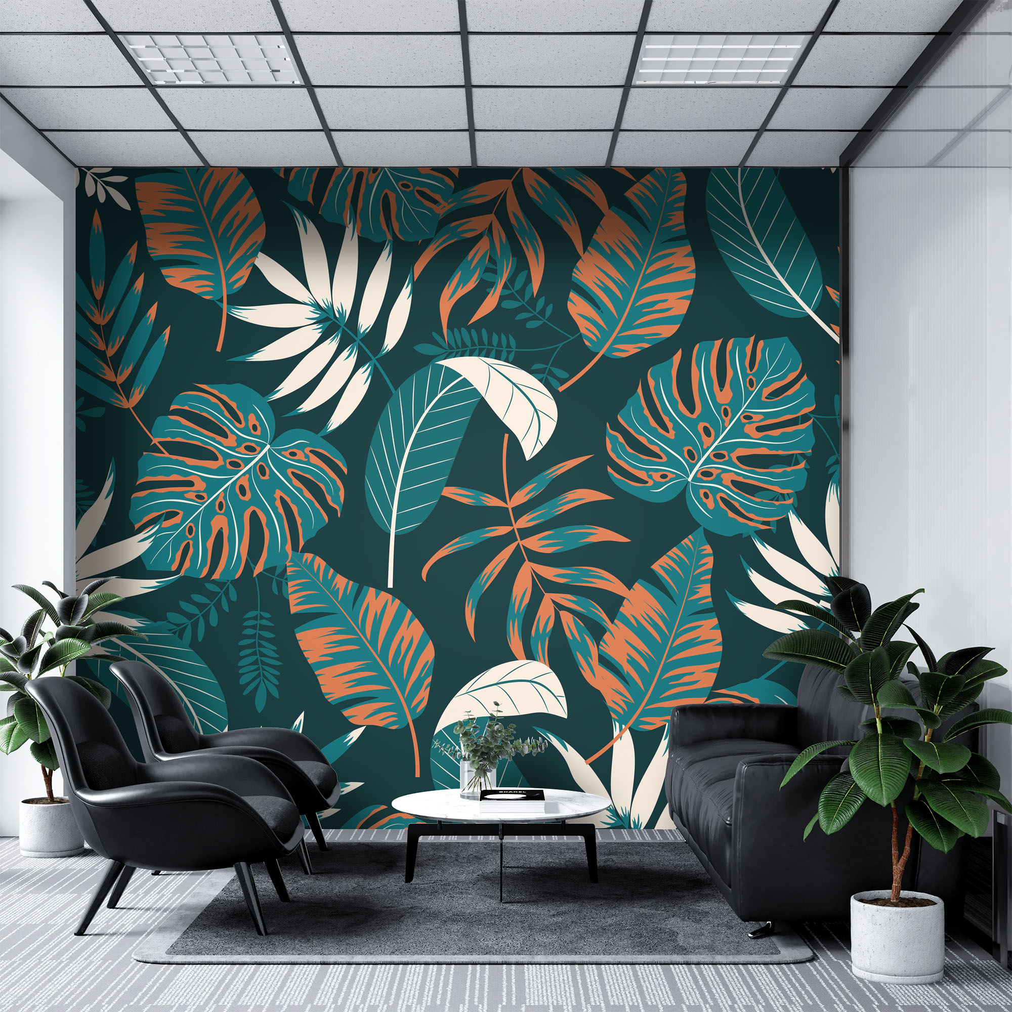 Wallpaper | Seamless monstera leaves - Mural Wallpaper, PVC Free, Non ...