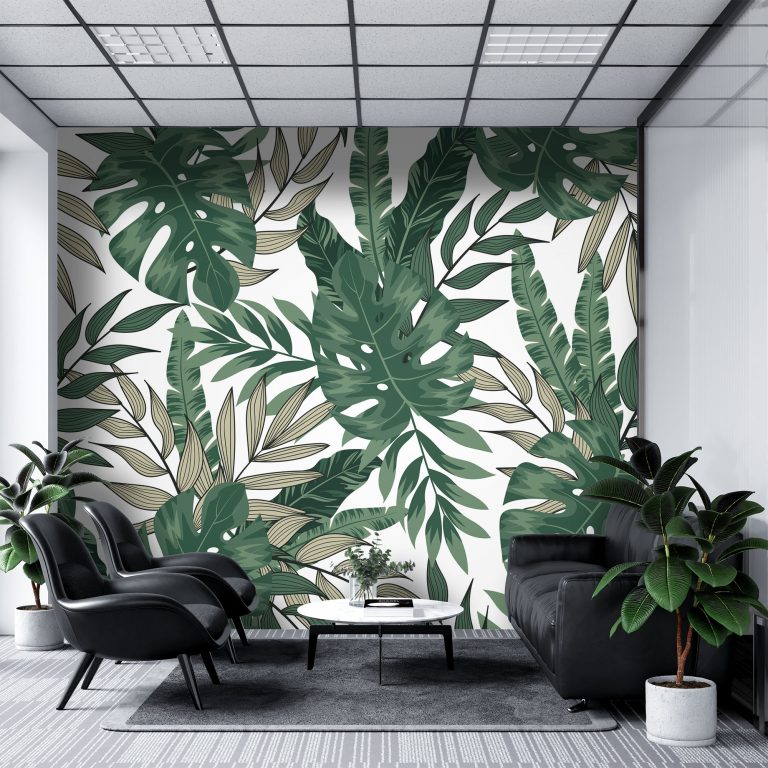 Green seamless monstera - Mural Wallpaper, PVC Free, Non-Toxic - Non ...