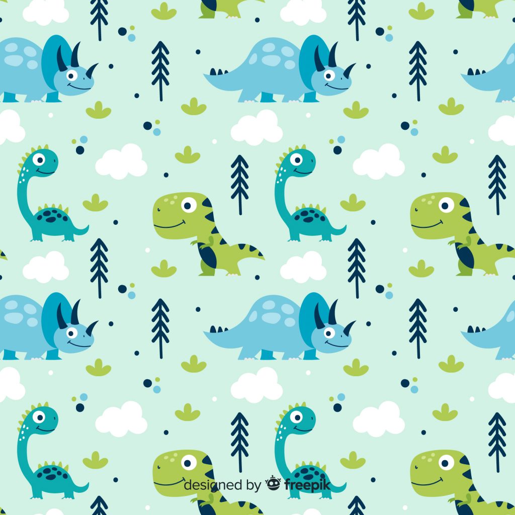 Cute blue and green dinosaurs - Non Toxic Wall Paper Decor, Home ...