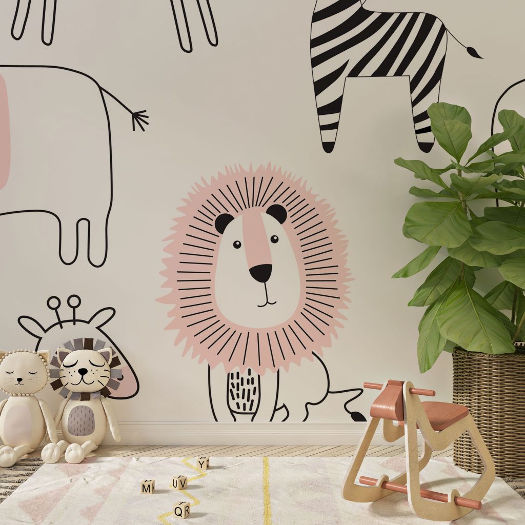 Cute seamless animals line drawings - Non Toxic Wall Paper Decor, Home ...