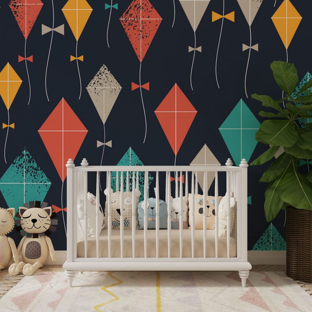 Multicolor seamless kites pattern - Non Toxic Wall Paper Decor, Home ...