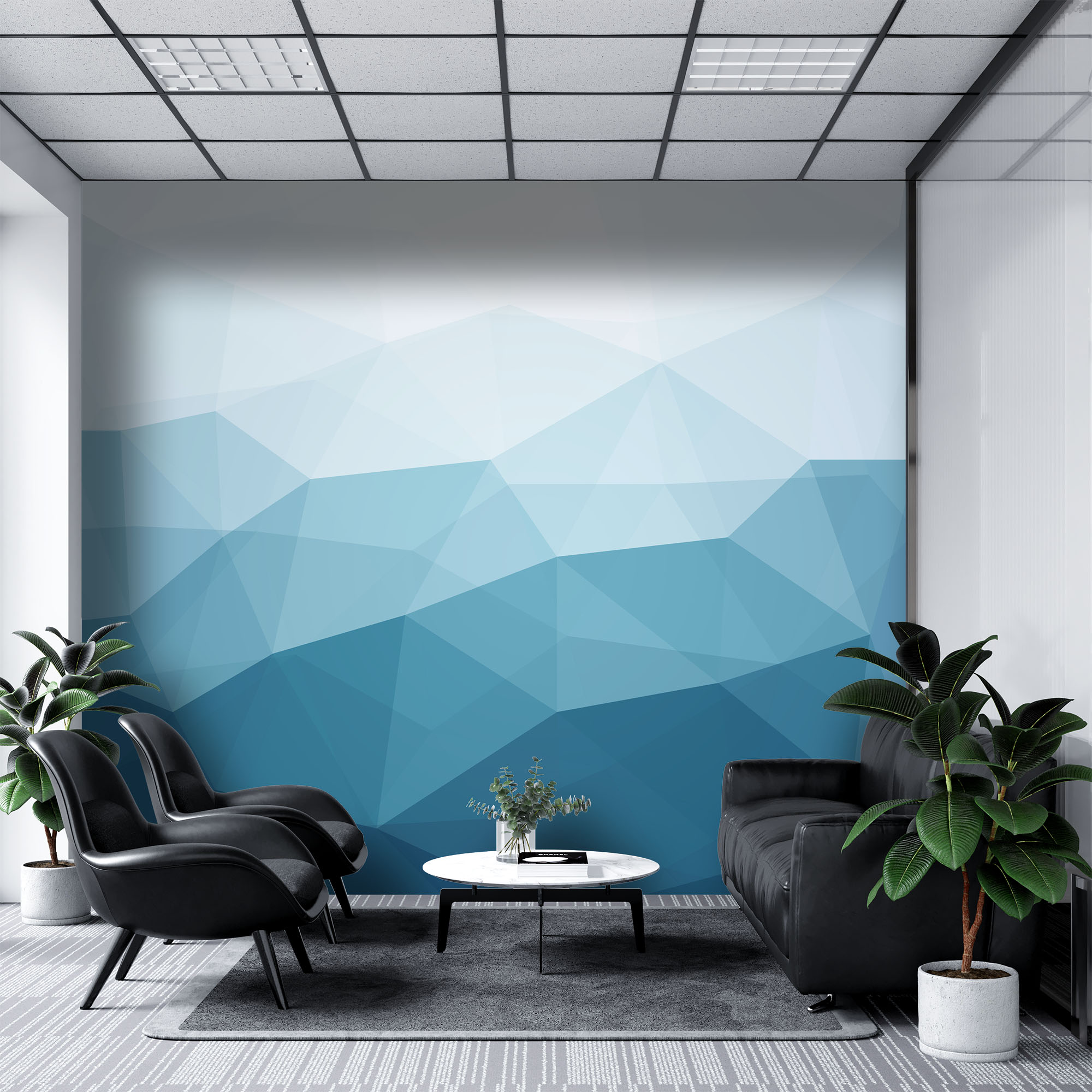 Blue geometric - Mural Wallpaper, PVC Free, Non-Toxic - Wall Murals ...