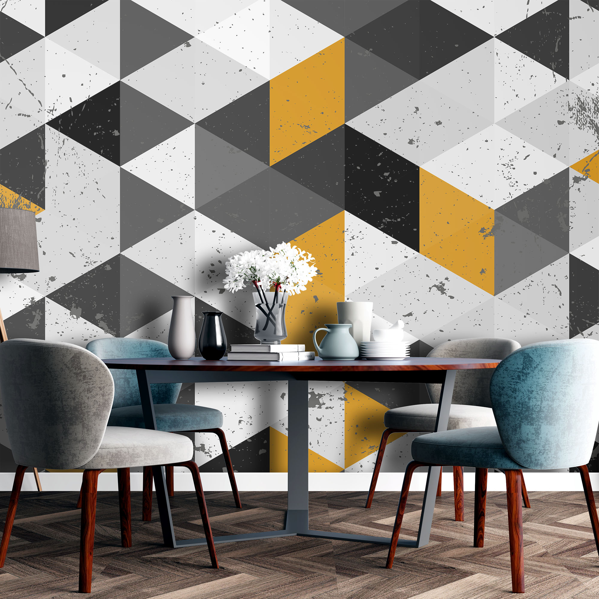 Luxury Wallpaper | Multicolor modern geometric - Mural Wallpaper, PVC ...