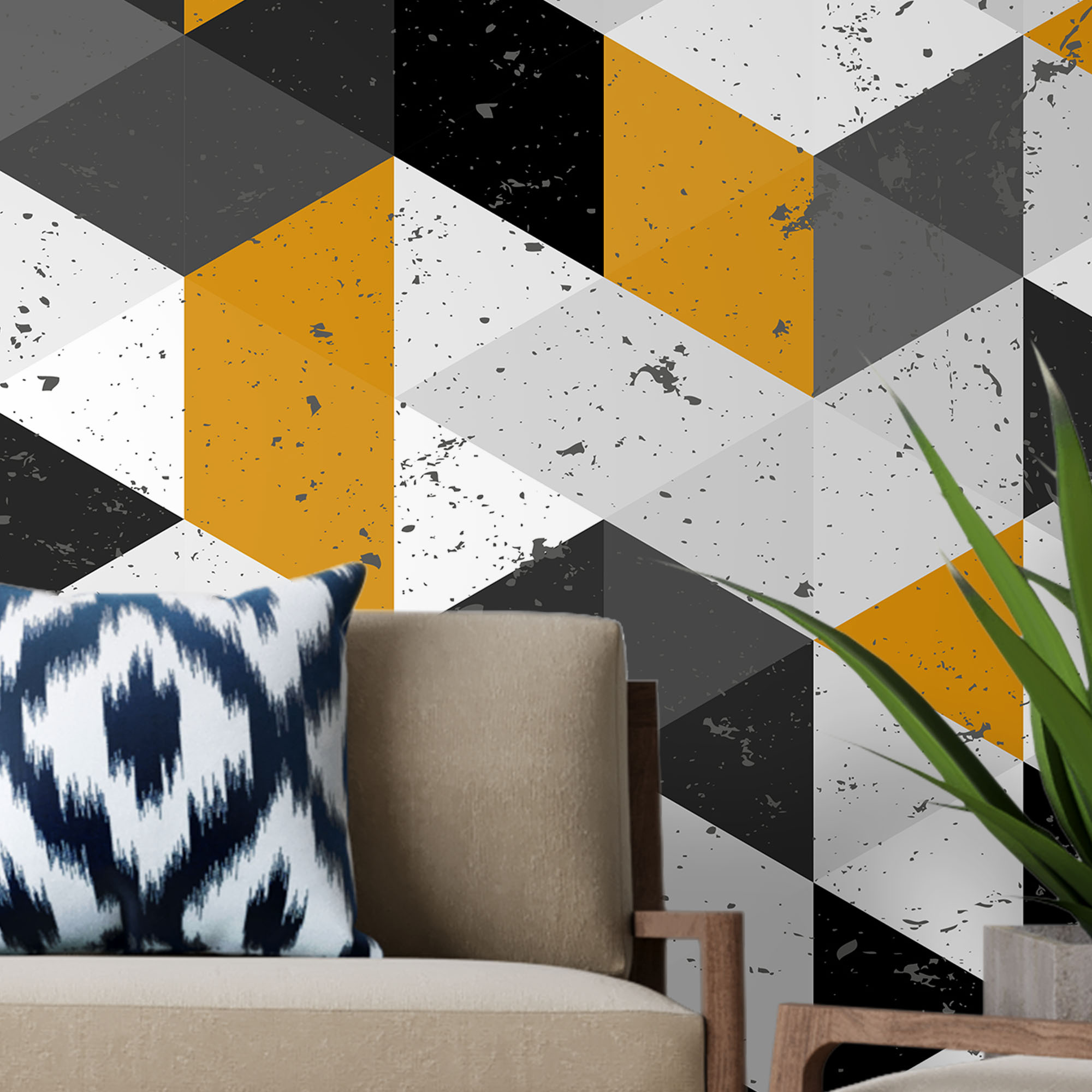 Multicolor modern geometric - Mural Wallpaper, PVC Free, Non-Toxic ...