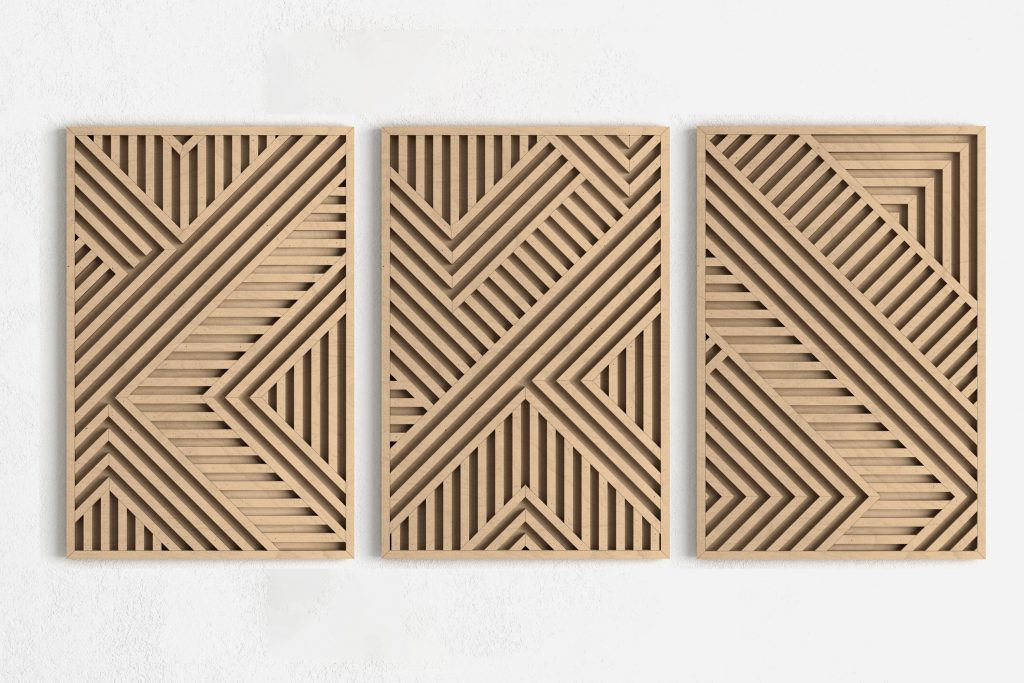 Geometric Wood Wall Art Set | Geometric decor | Modern Wood Wall Panels ...