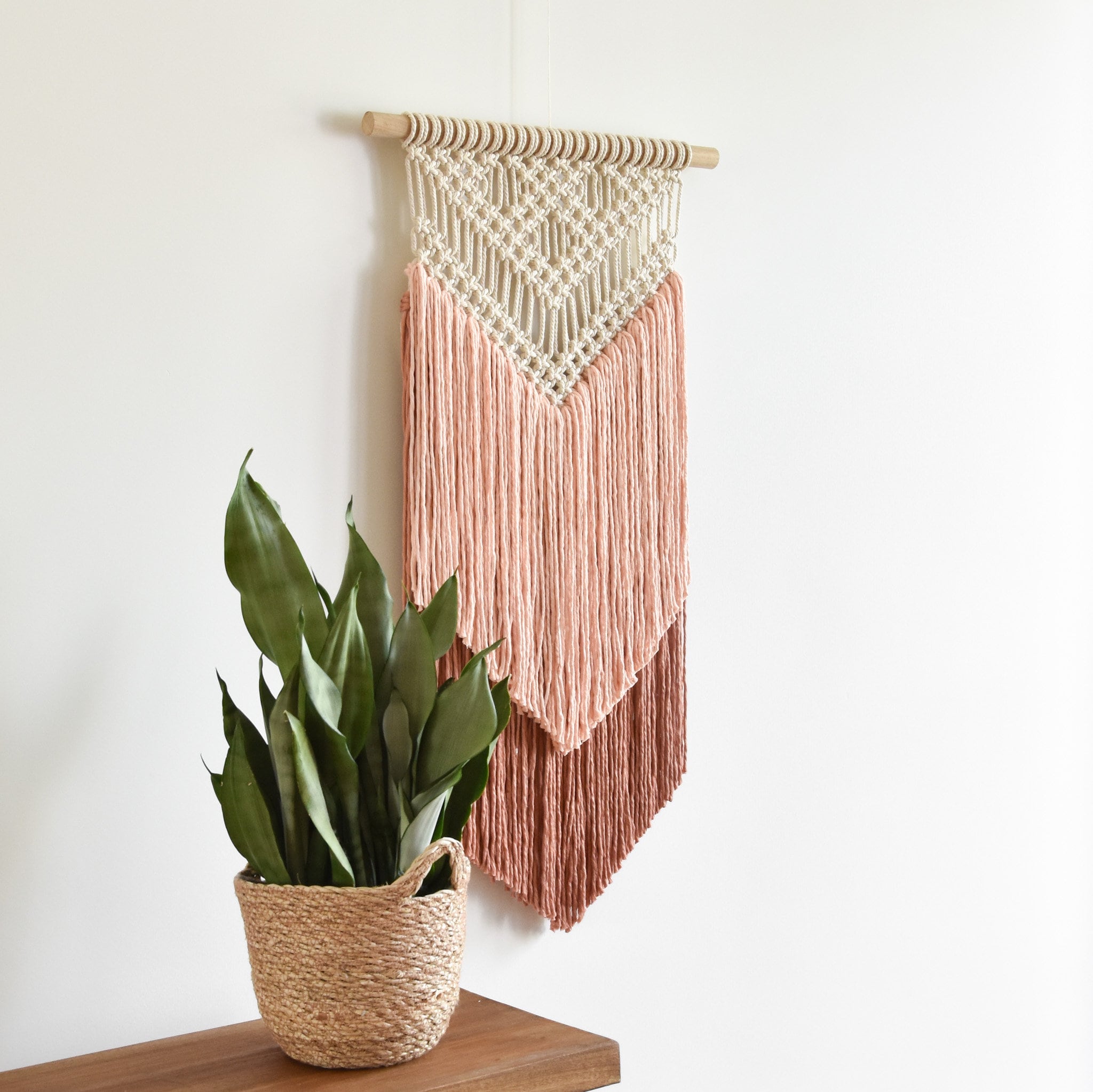 Blushing Pink Macrame Wall Hanging - BestOfBharat