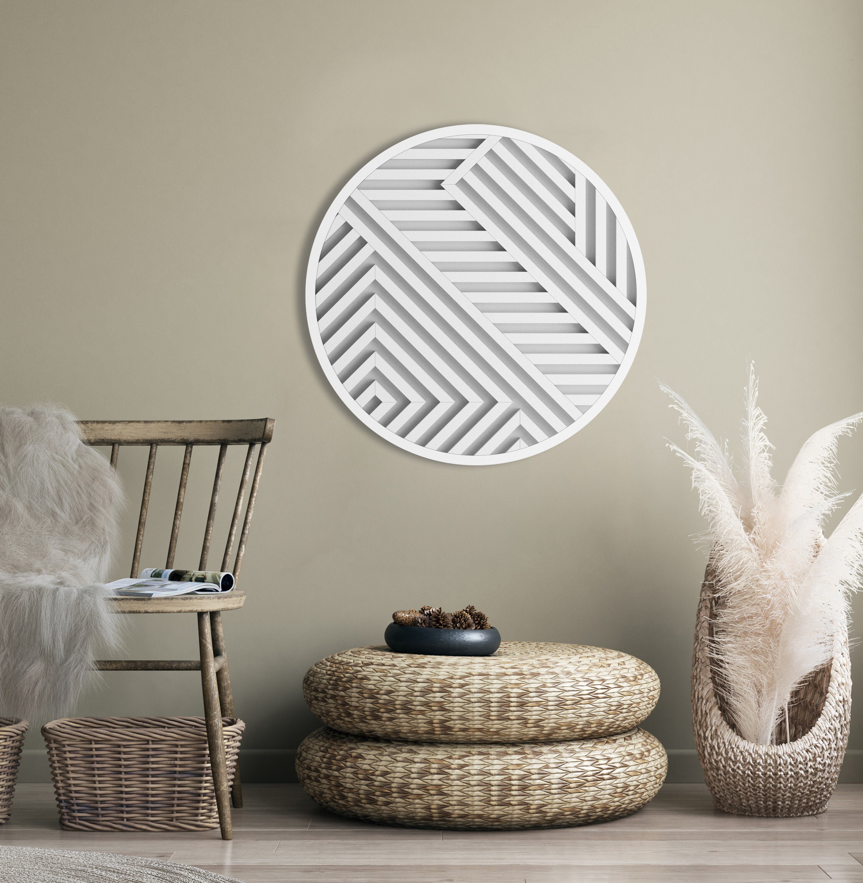 Modern Round Wall Art | Round wall art | Geometric Wood Wall Art | Wood ...
