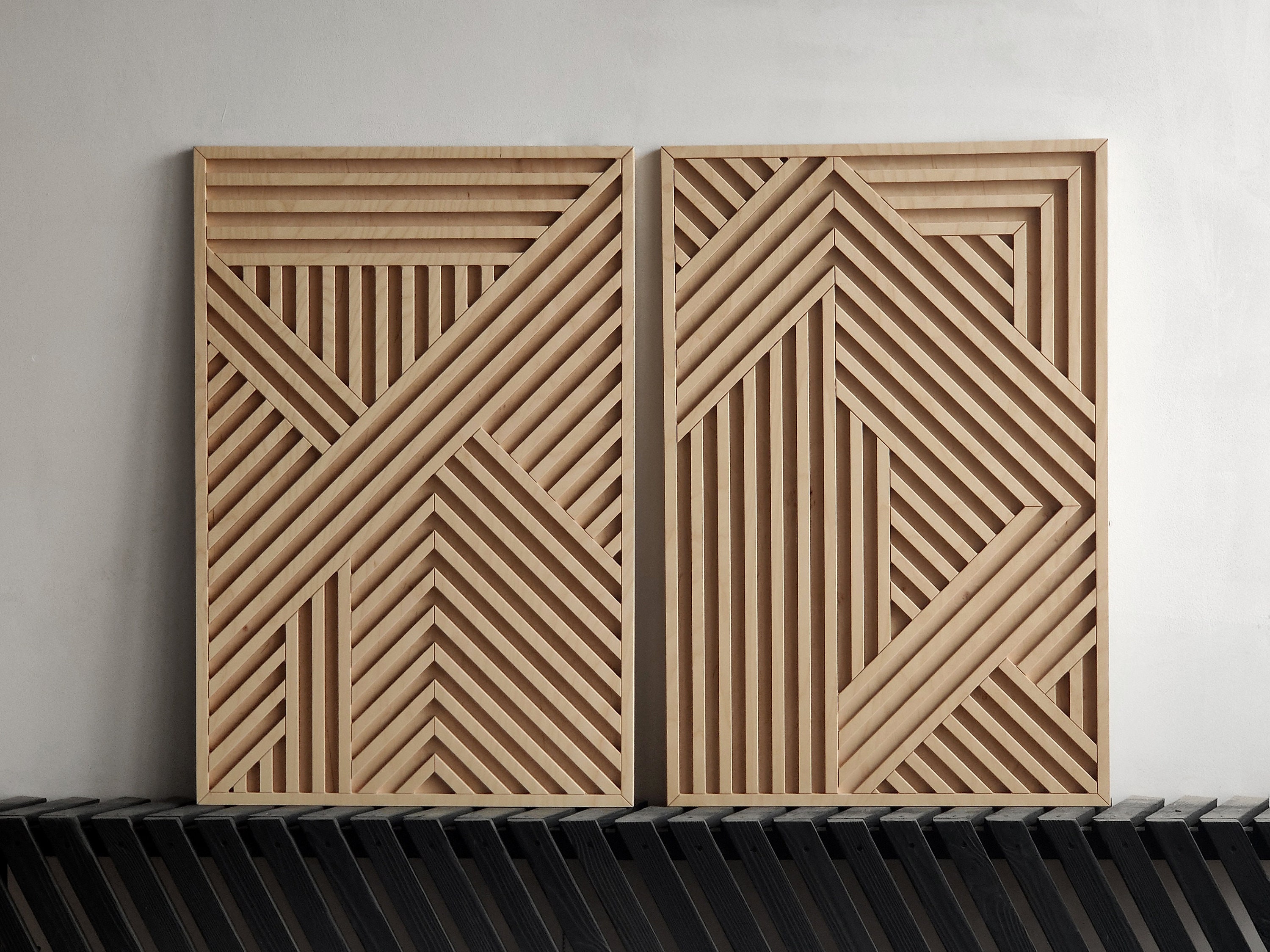 Modern Wood Wall Art Set | Wooden wall art | Abstract Wooden Wall Art ...