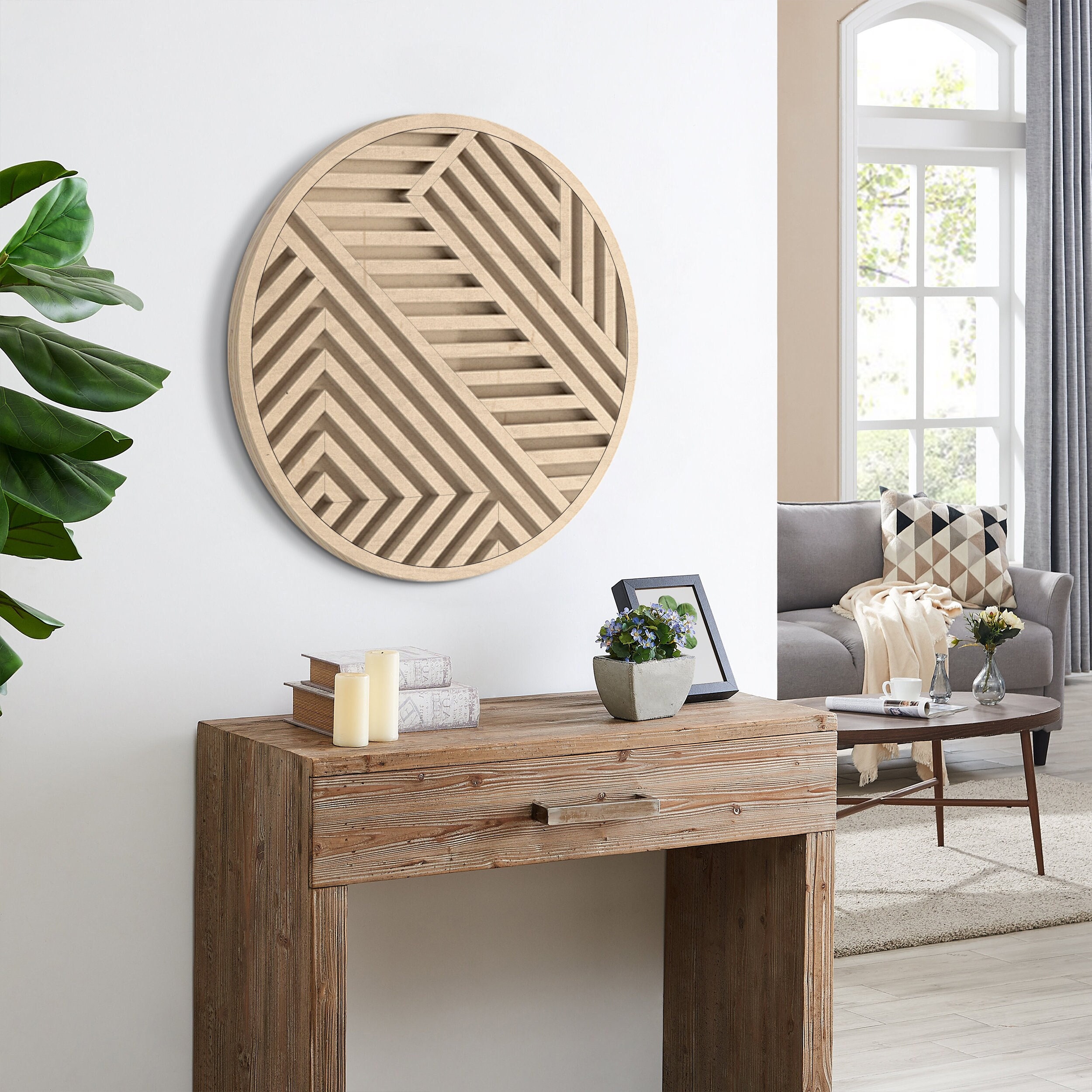 Modern Round Wall Art | Round wall art | Geometric Wood Wall Art | Wood ...