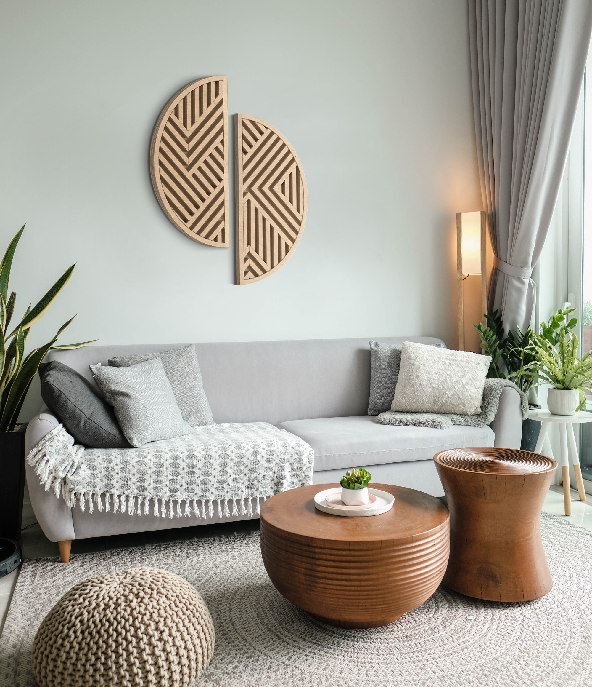 Sculpture Modern Wood Wall Art Geometric Round Wood Art Geometric