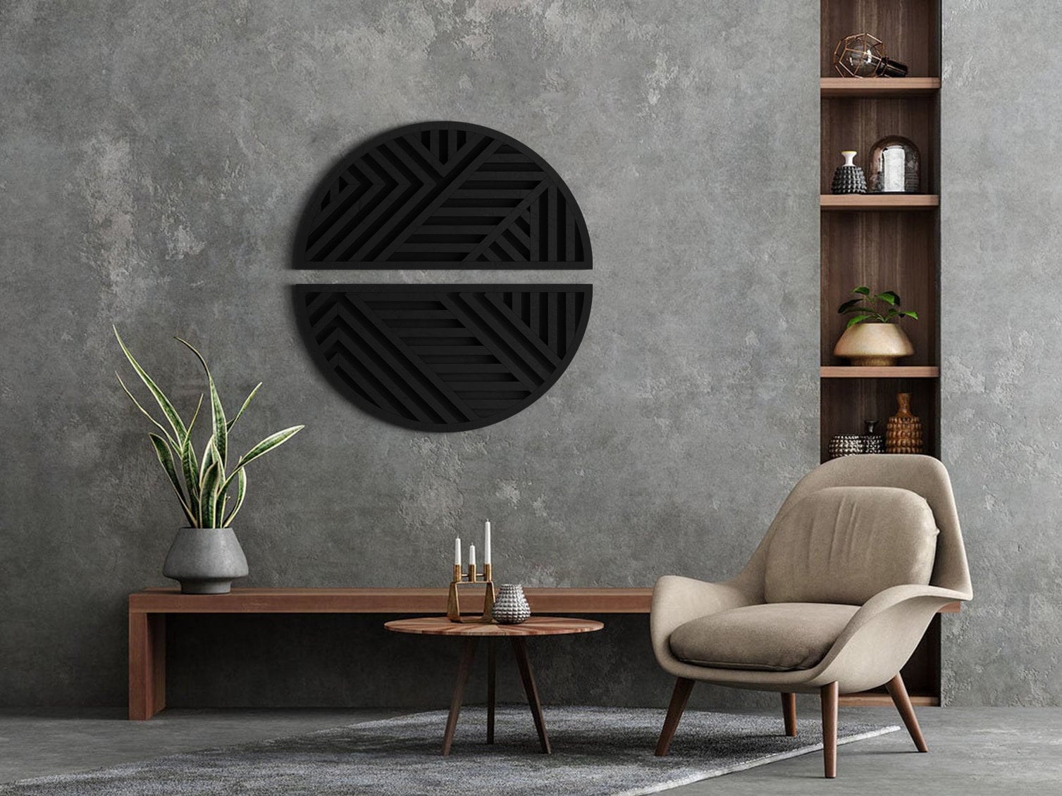 Round Wood Wall Art | Round wood art | Geometric Wood wall art ...