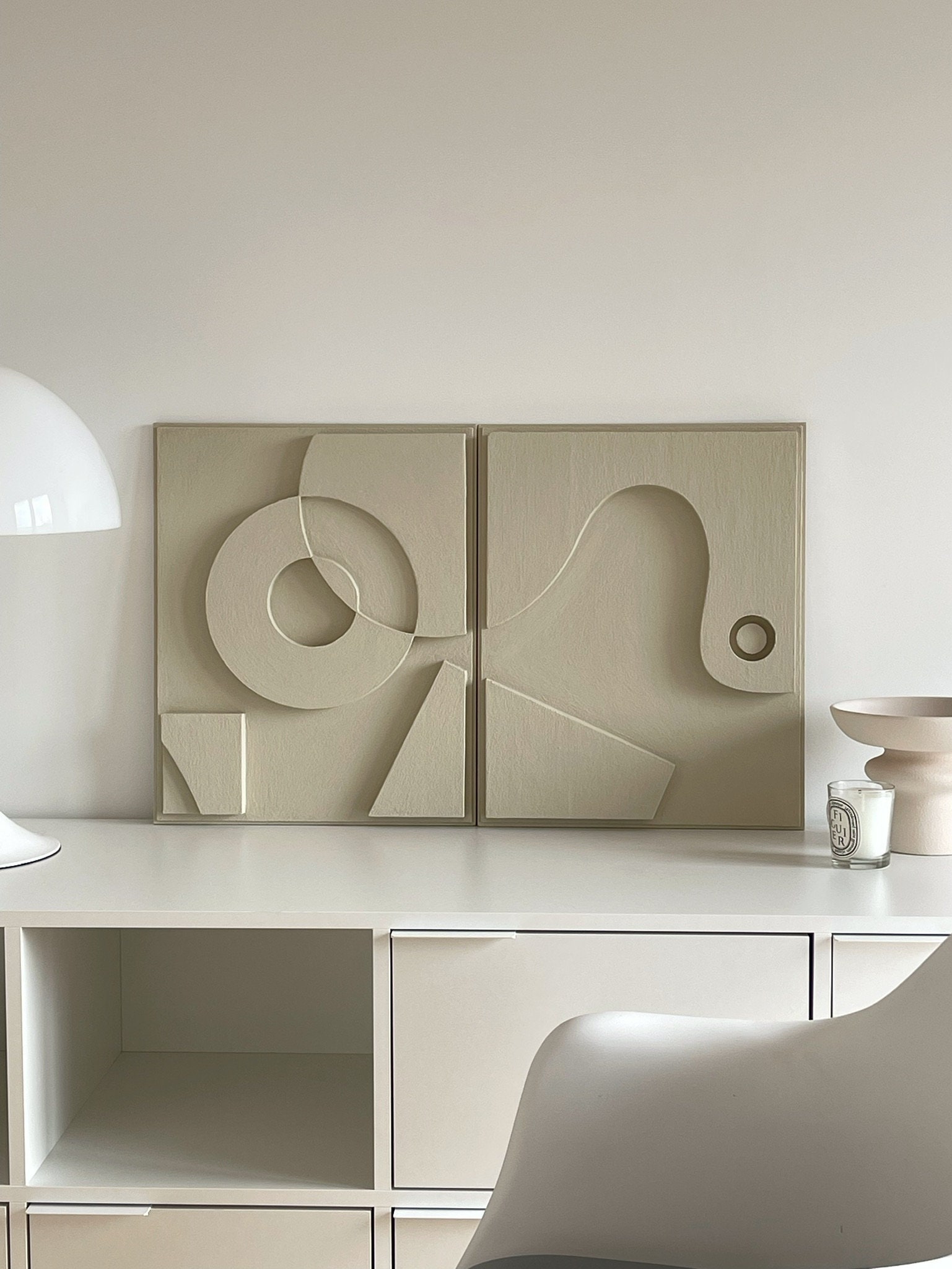 3D Relief Art Duo - Minimalist Wall Sculpture - BestOfBharat