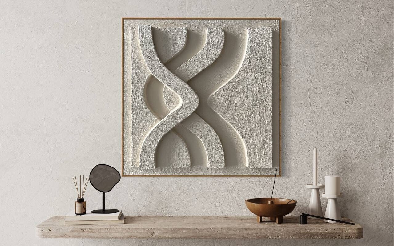 Beige Eden Abstract 3D Relief Wall Sculpture - Boho Home Decor Art on ...