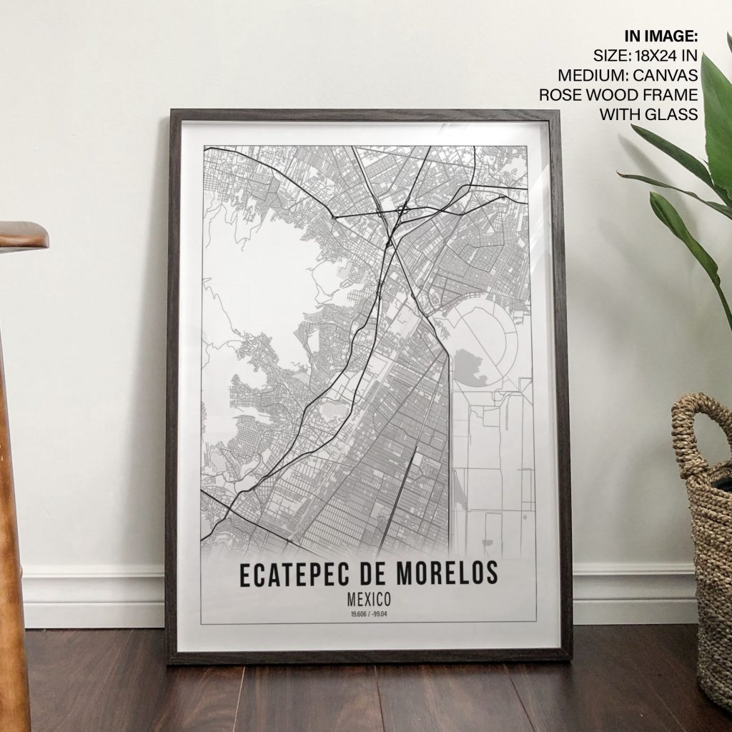Gradient card white map of Ecatepec De Morelos - Wall Art, Hanging Wall ...