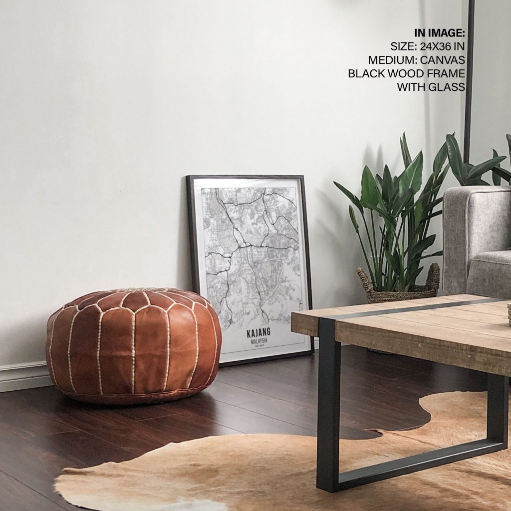 Gradient card white map of Kajang - Wall Art, Hanging Wall Decor, Home ...